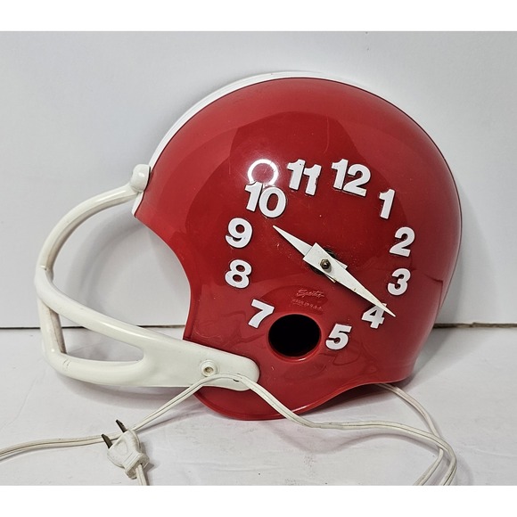 Wall Decor | Vintage Football Helmet Wall Clock 196 Spartus Red | Poshmark